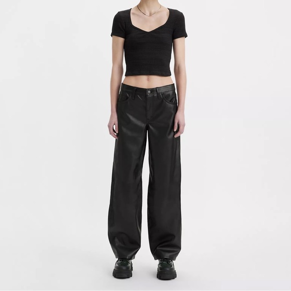 Levi's | Pants & Jumpsuits | Baggy Dad Faux Leather Pants In Slippery ...